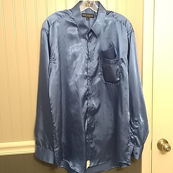 Daniel Ellissa | Shirts | Mens Medium Blue Satin Shirt Set | Poshmark